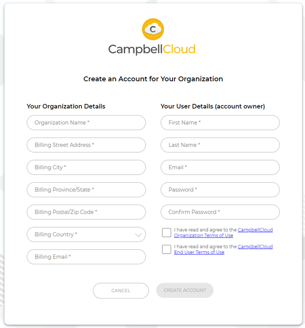 Create a CampbellCloud organization account