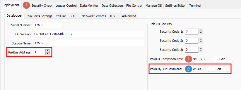 Verify PakBus router connection for data logger