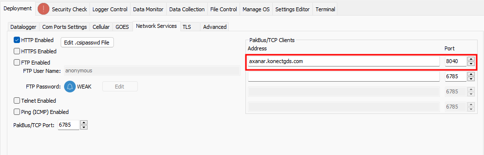 Verify PakBus router connection for data logger