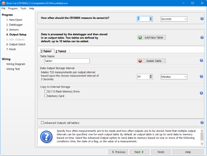Step 4 – Set up Output Tables